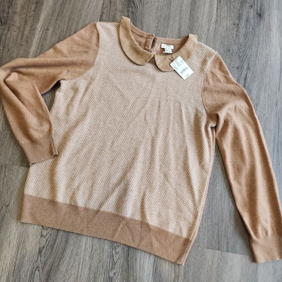 J. Crew Factory | Sweaters | J Crew Factory Tan Herringbone Sweater ...